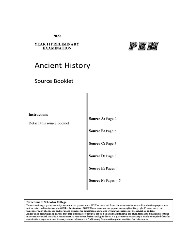 PEM 2022 Preliminary Ancient History Source Booklet | PDF | Troy ...