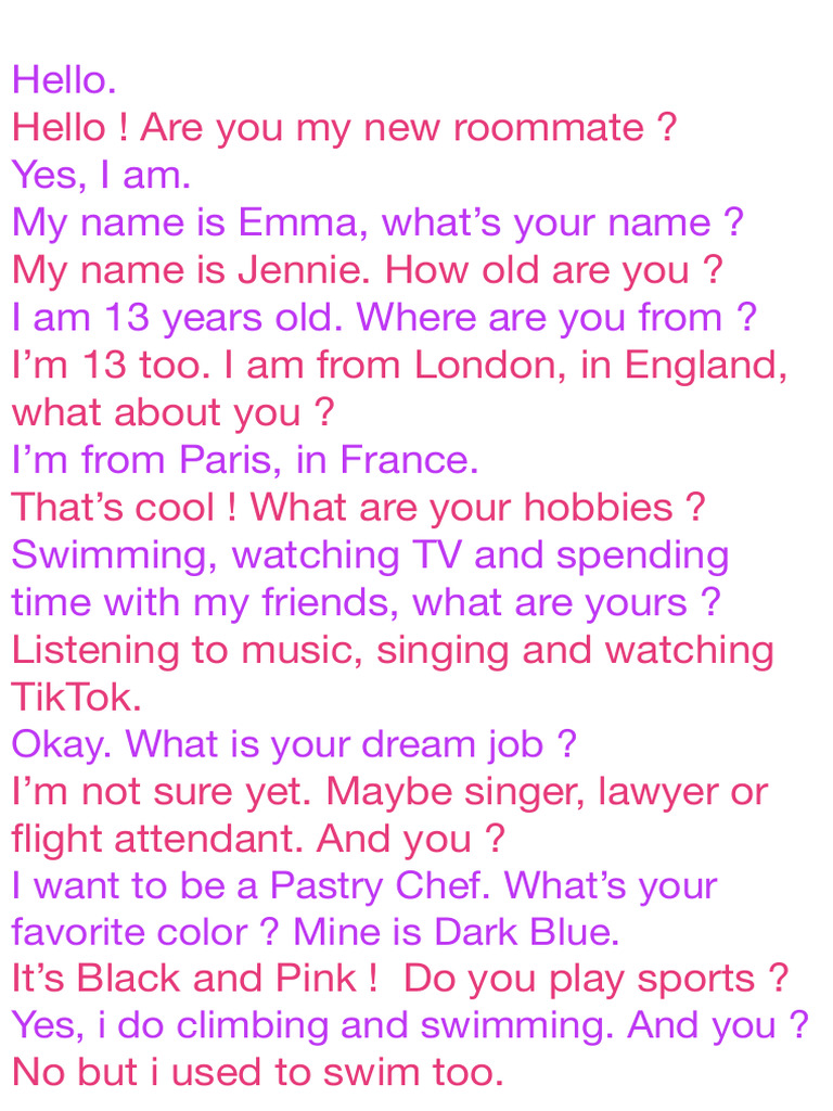 Hello. Yes, I Am. My Name Is Emma, What's Your Name ? I Am 13 Years Old ...