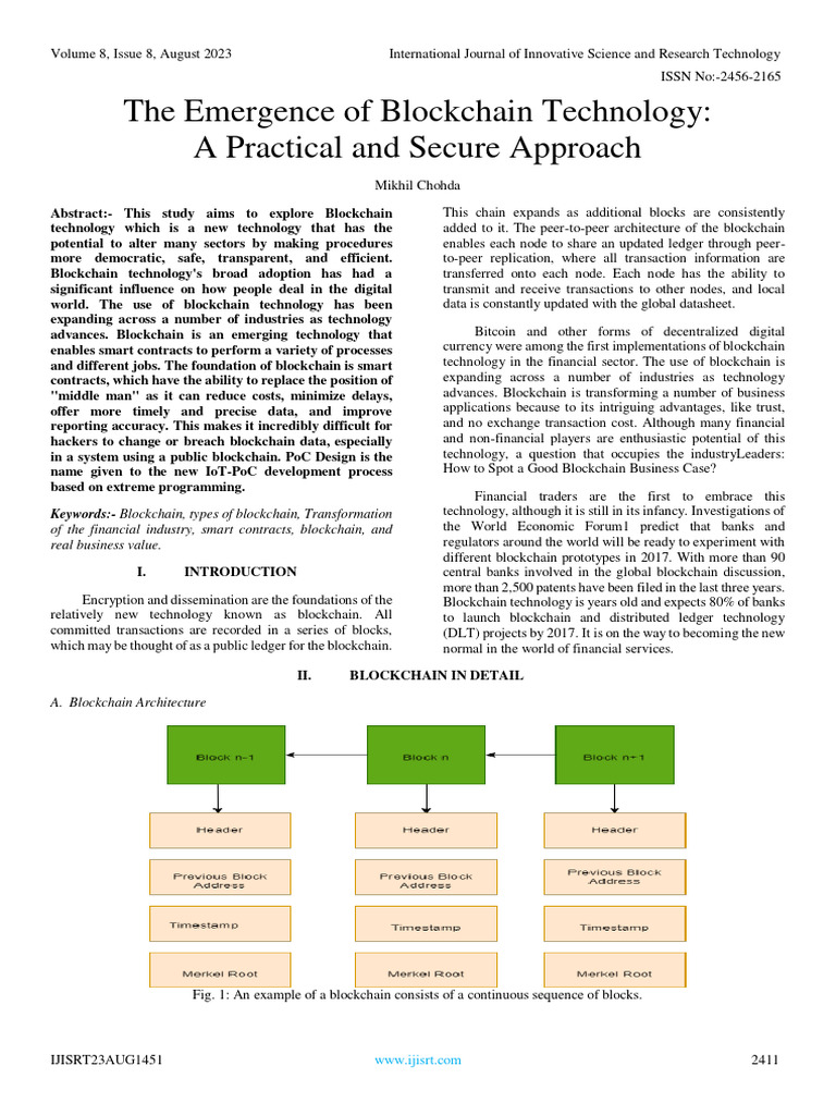 The Emergence Of Blockchain Technology A Practical And Secure Approach Pdf Cryptography