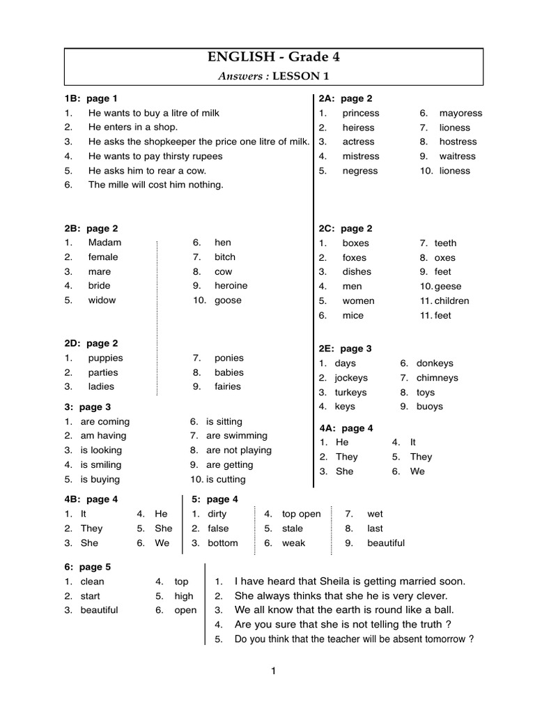 Answers Eng G4 2020 | PDF