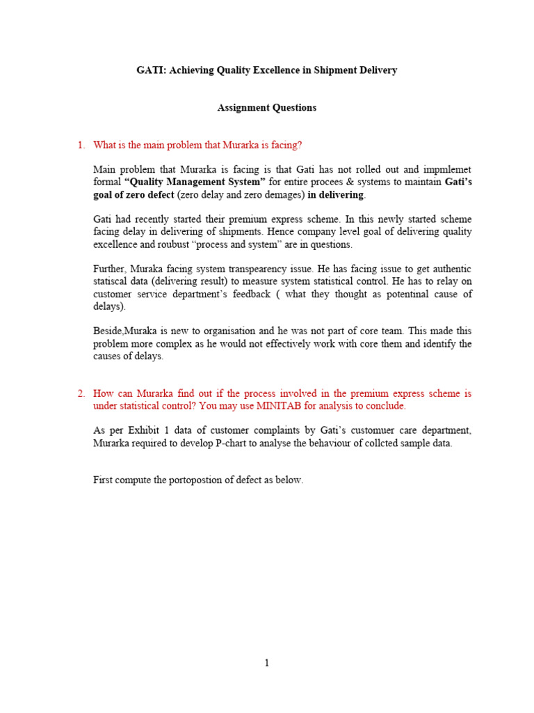Assignment Questions GATI | PDF | Variance | Statistics Assignment Questions GATI | PDF | Variance | Statistics