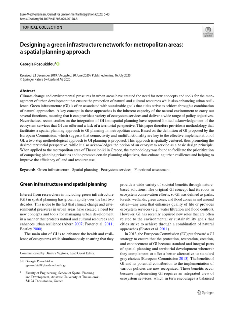 Designing A Green Infrastructure Network For Metropolitan Areas ...