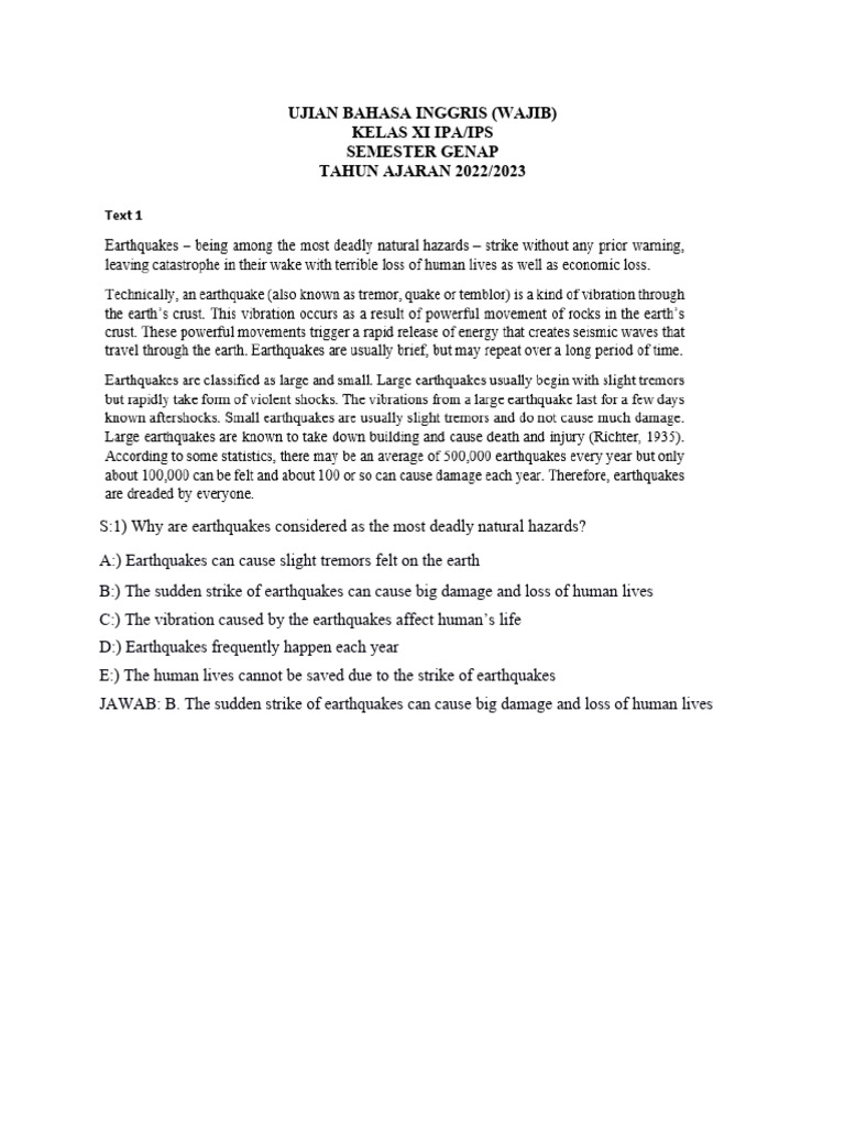 File Soal Dan Jawaban Ujian Akhir Sekolah Bahasa Inggris Wajib Xi Ipa Ips (Rina Rahmi) | PDF ...