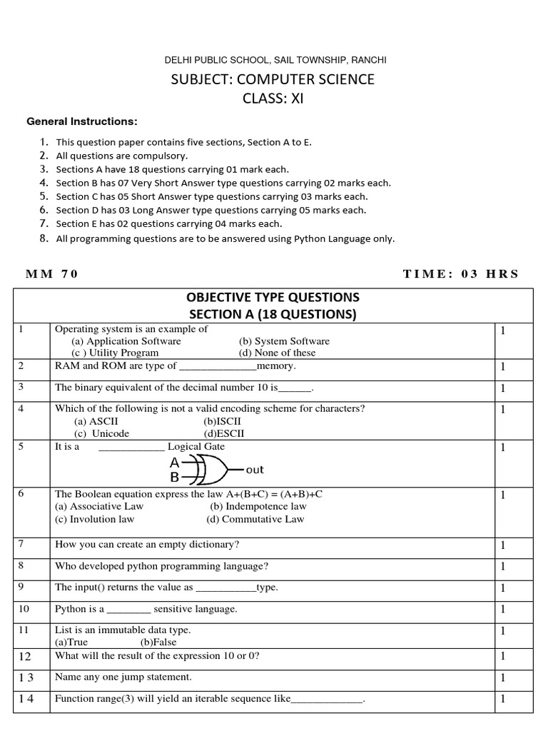 XIComp - Sc. Practice Paper | PDF | Data Type | String (Computer Science)