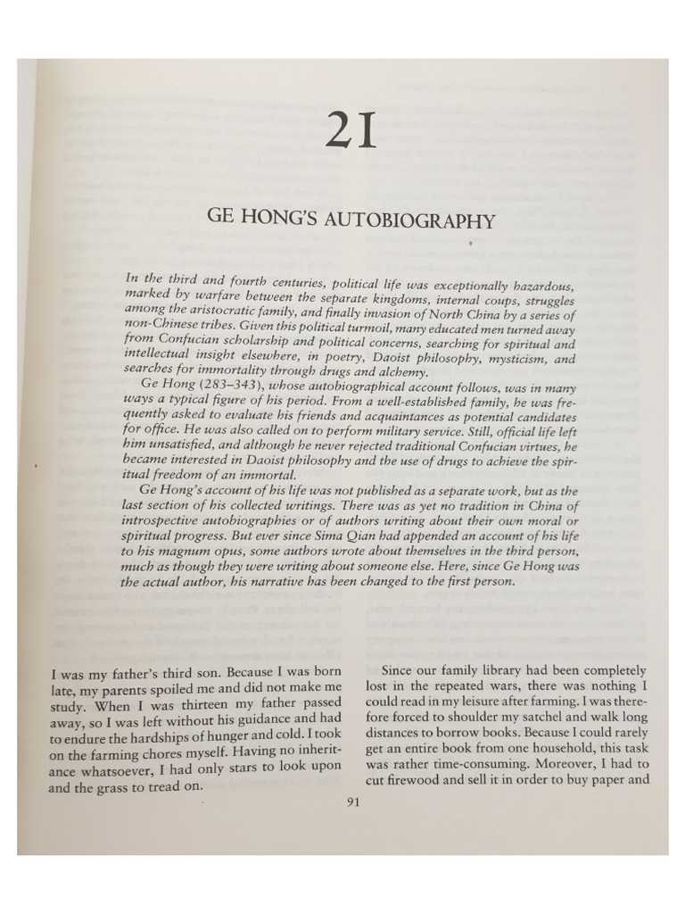 Ge Hong Autobiography | PDF