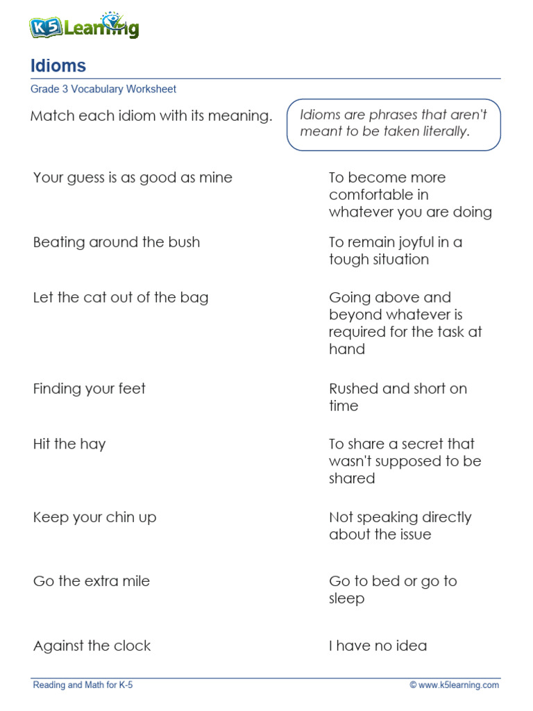 Grade 3 Idioms 3 | PDF | Lexical Semantics | Human Communication