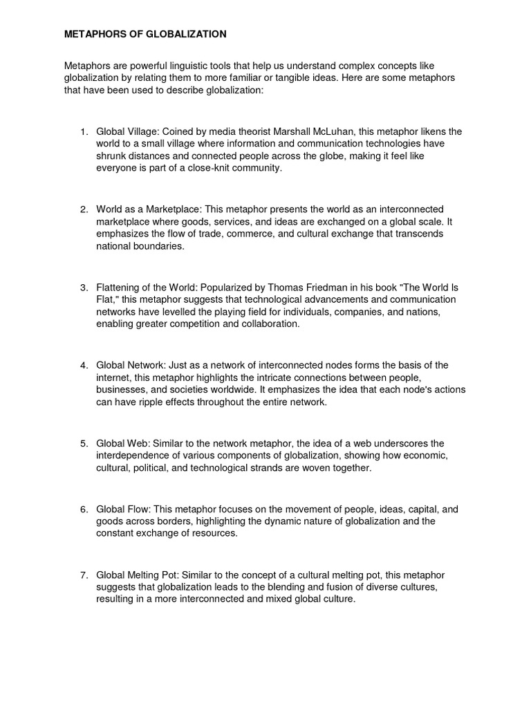 Metaphors of Globalization | Download Free PDF | Globalization | Economies