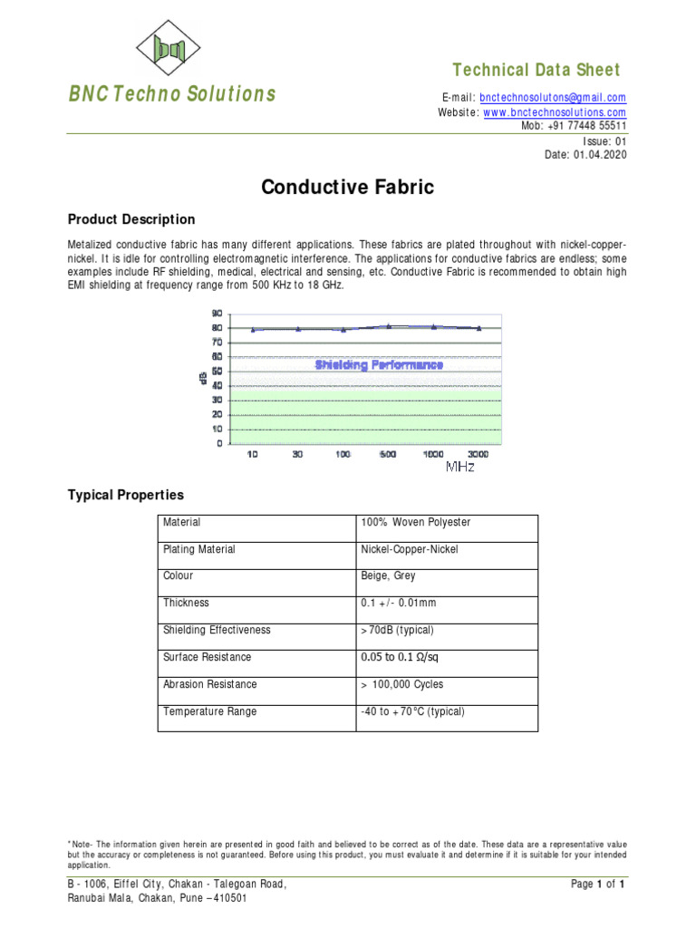 Conductive Fabric | PDF | Textiles | Electromagnetic Interference