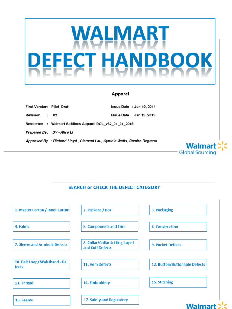 Walmart Defect Handbook | Download Free PDF | Knitting | Textiles