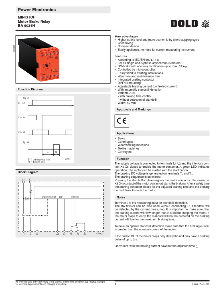 Power Electronics: Ministop Motor Brake Relay BA 9034N | PDF ...