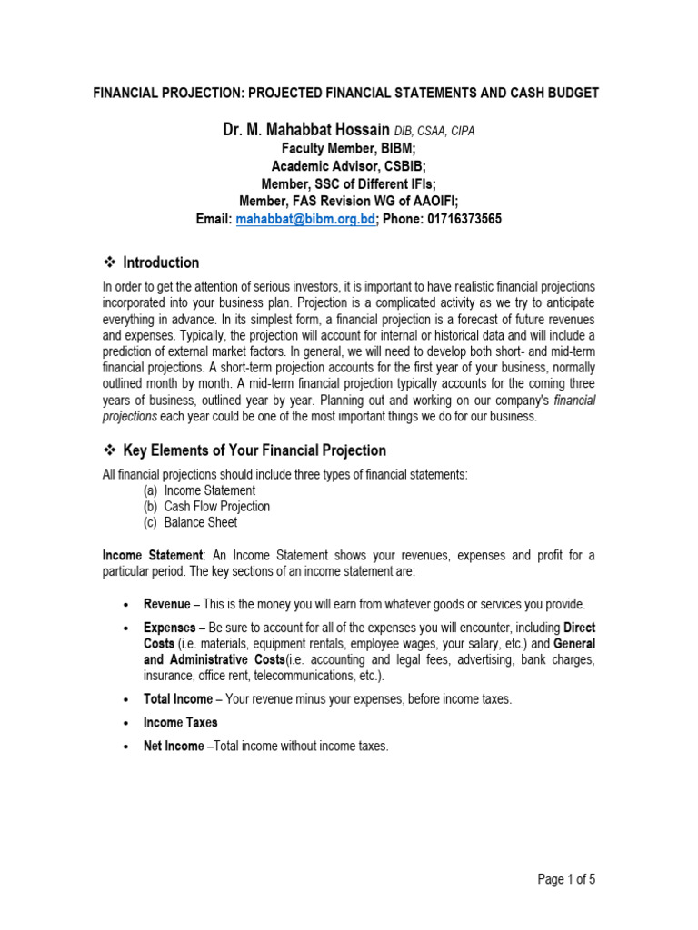 Financial Projections-Text | PDF | Debits And Credits | Inventory