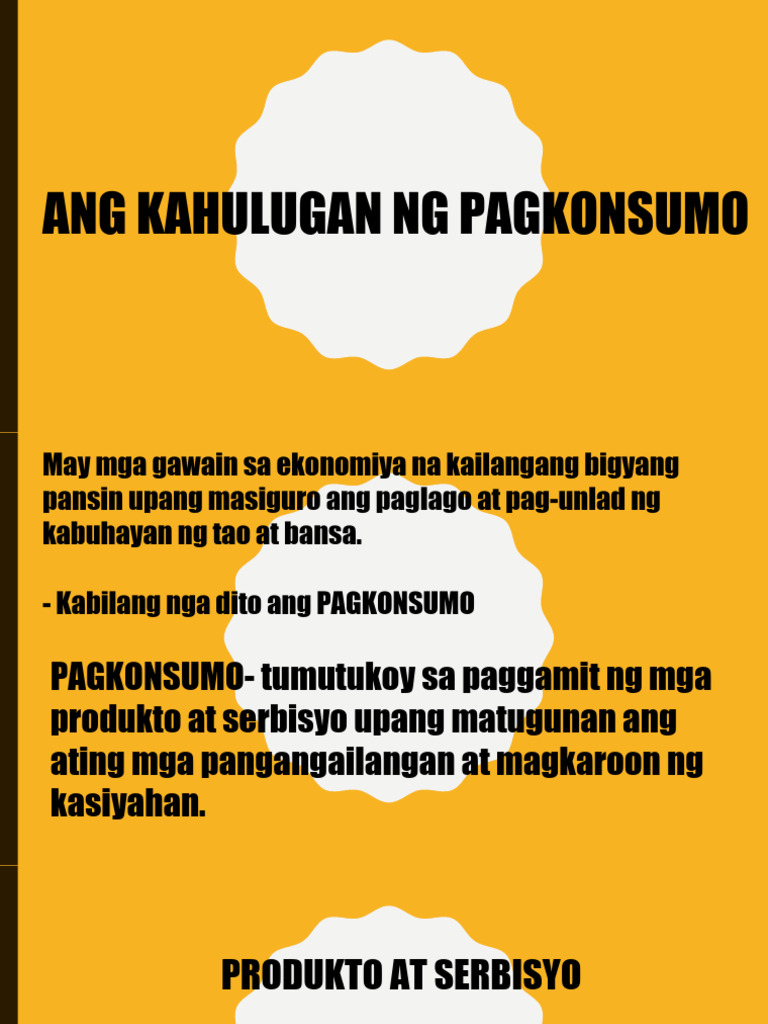 Ang Kahalagahan Ng Pagkonsumo | PDF