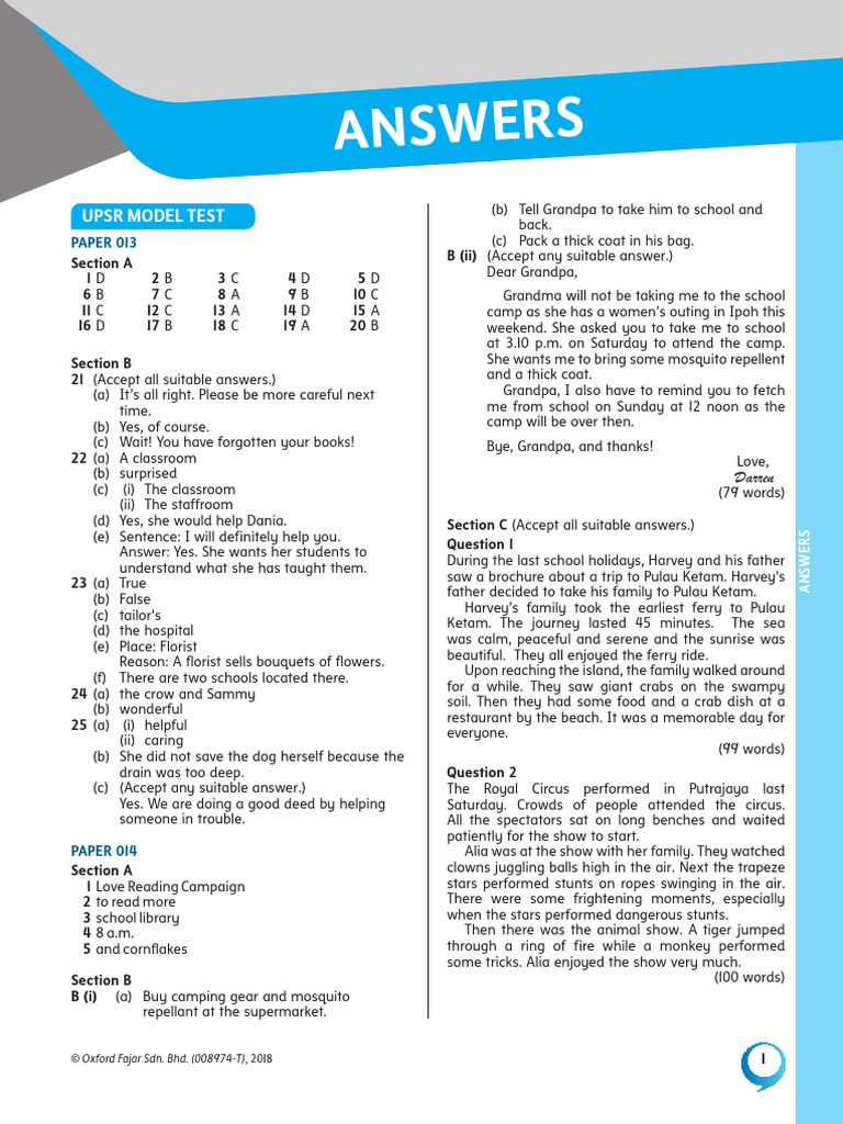 UPSR Model-Test Answers | PDF