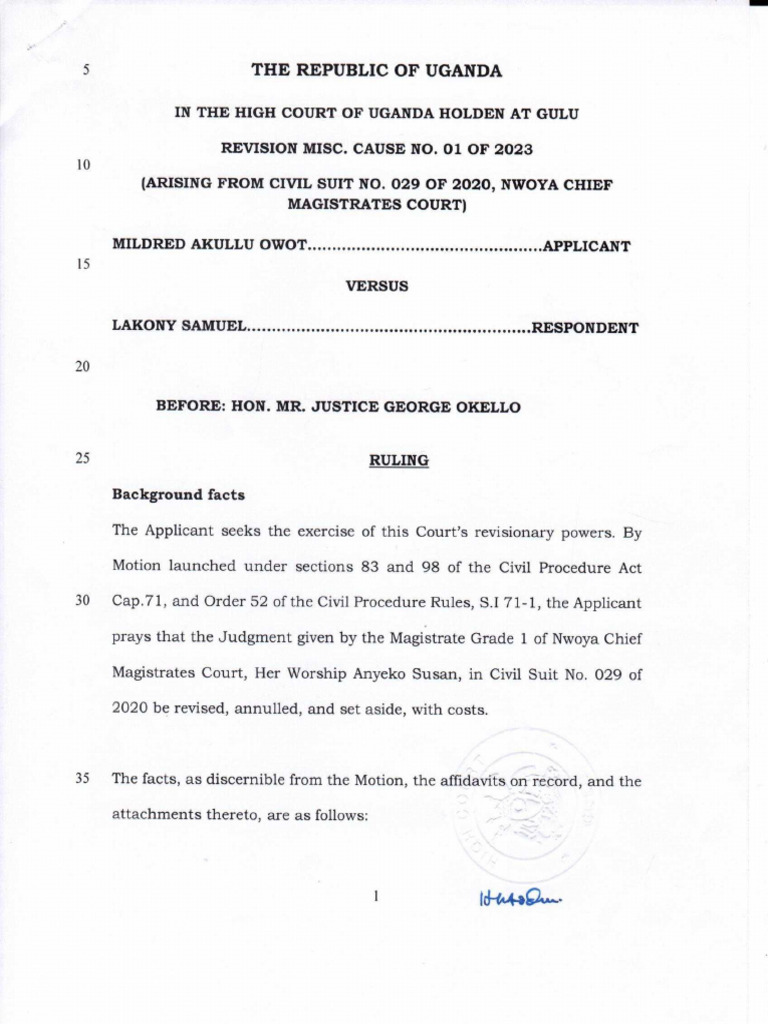 Akullu Owot V Lakony (Misc Cause 1 of 2023) 2023 UGHCCD 224 (13 July ...