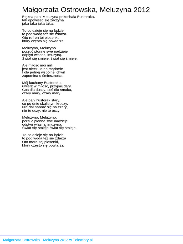 Malgorzata Ostrowska Meluzyna 2012 | PDF