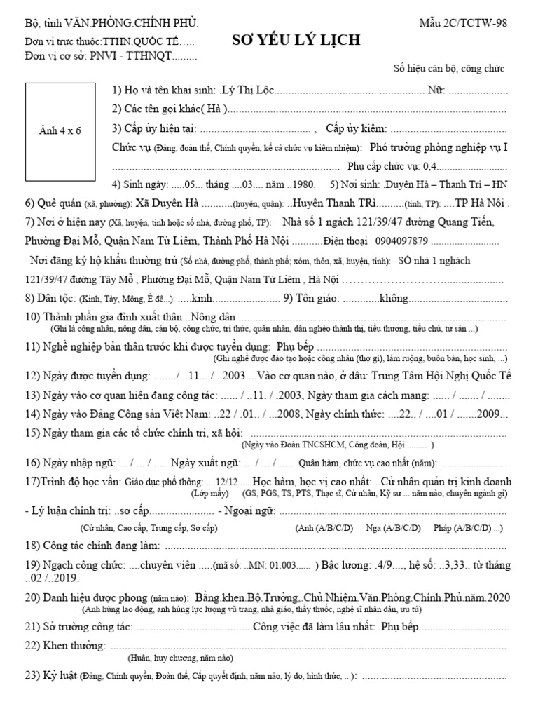 Mau Ly Lich 2c TCTW 98 | PDF