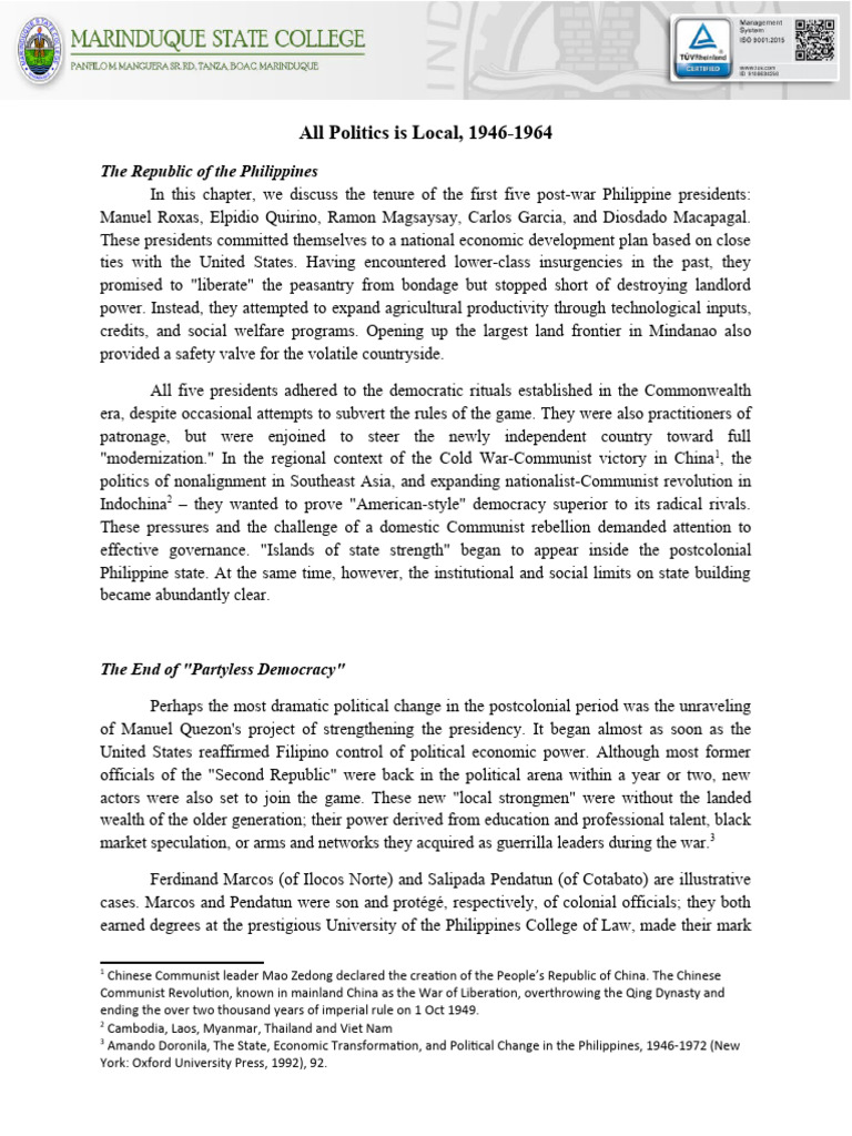 All Politics Is Local, 1946-1964 | PDF | Philippines | Taxes