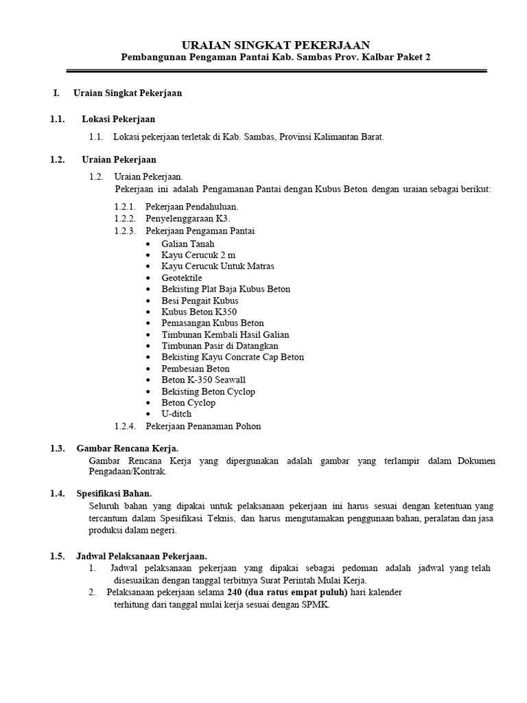 Proyek Pengaman Pantai Sambas | PDF