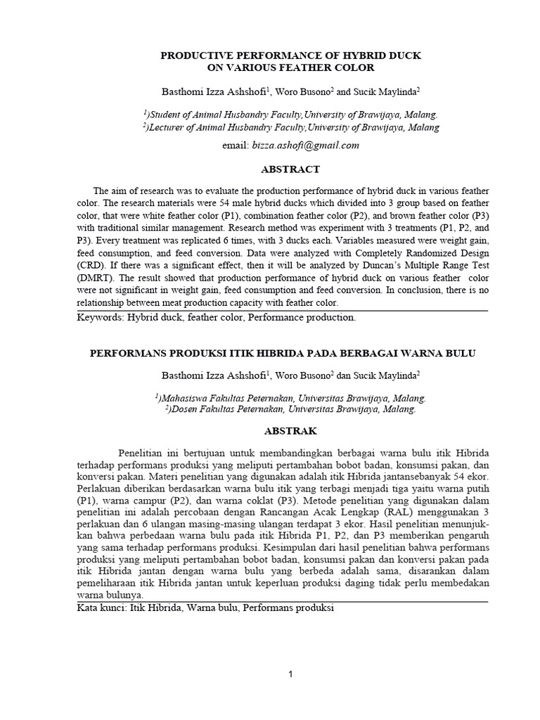 JURNAL Bebek Hibrida | PDF