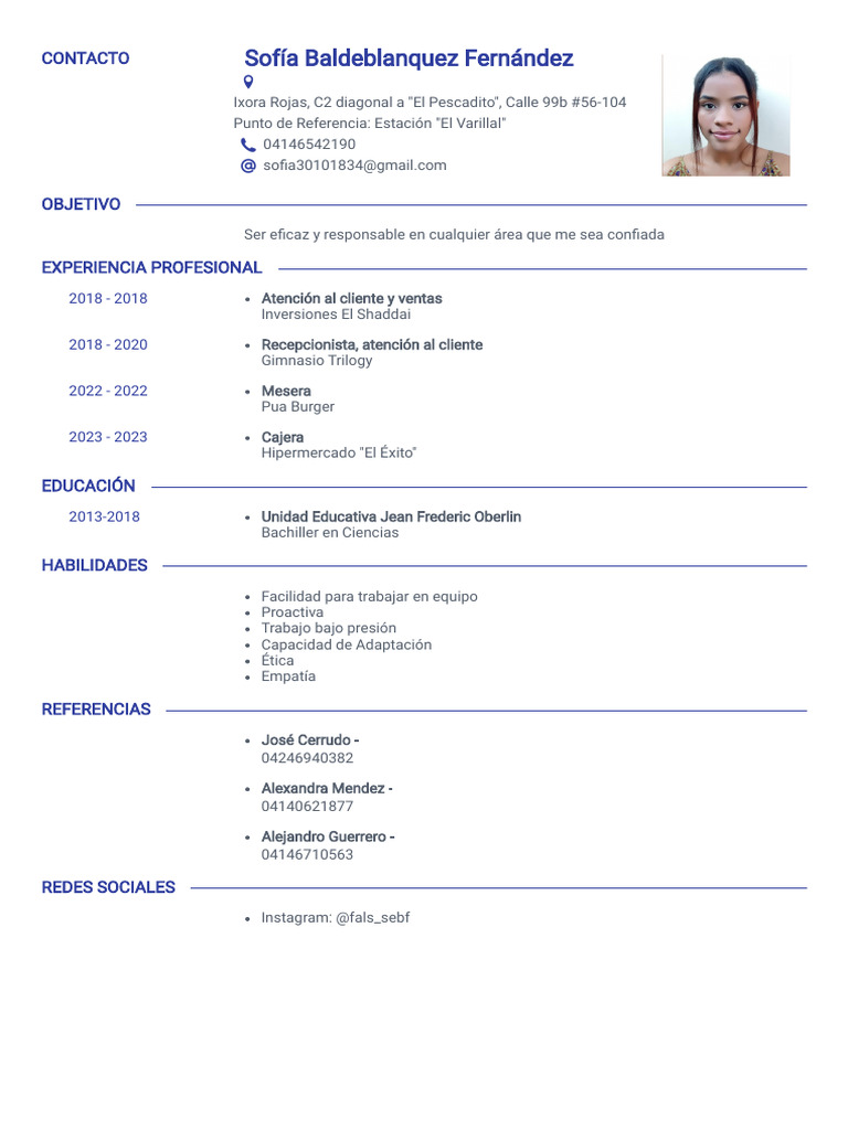 Sofía Currículum | PDF