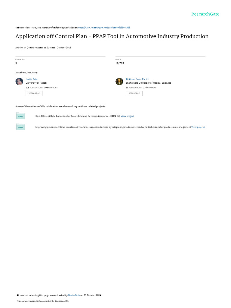 Application Off Control Plan - PPAP Tool in Automotive Industry ...