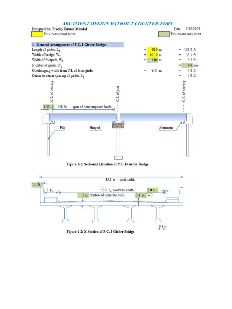 6.0m Abutment Design (4 P.C Girder-12 Pile) (Final & Ok) | Download Free PDF | Components ...