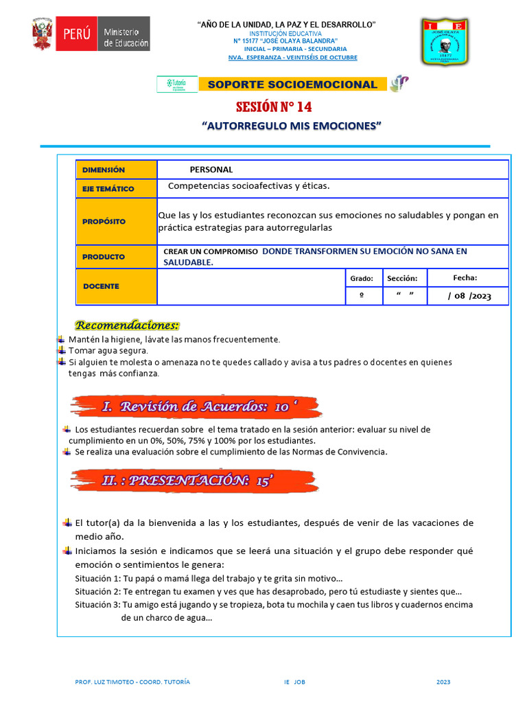 Autorregulo Mis Emociones Pdf Las Emociones Sicología