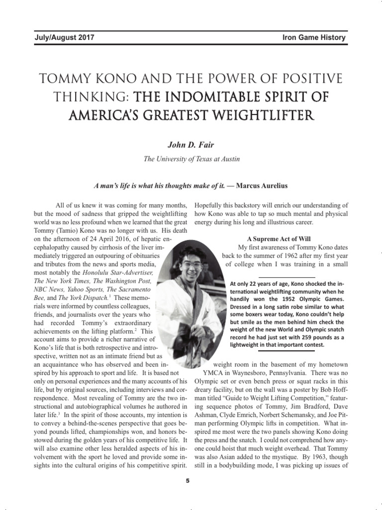 Tommy Kono | PDF | Doping In Sport | Weight Training