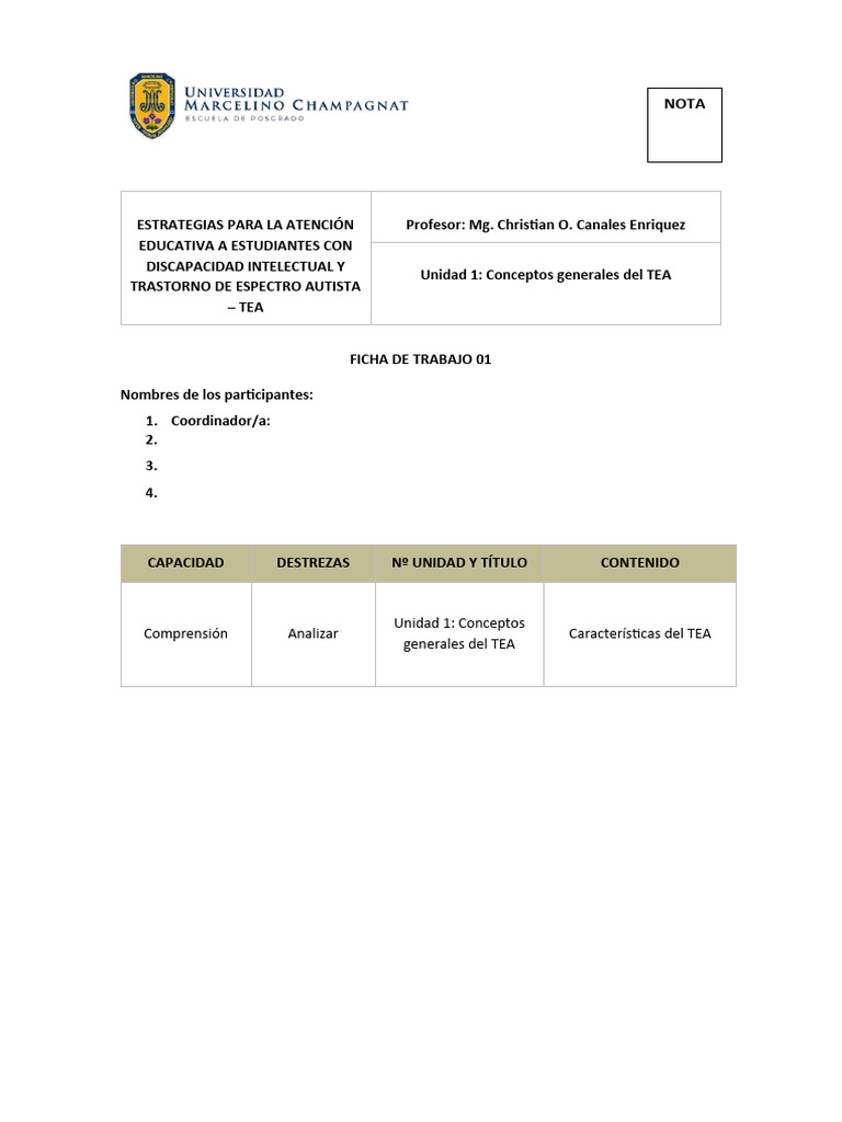 Ficha de Autismo | PDF | Espectro autista | Síndrome de Asperger