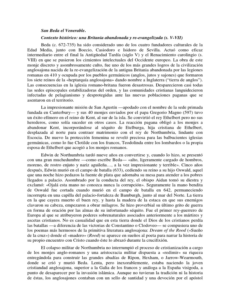 San Beda el Venerable: Historia y Legado | PDF | Bede | Anglosajones