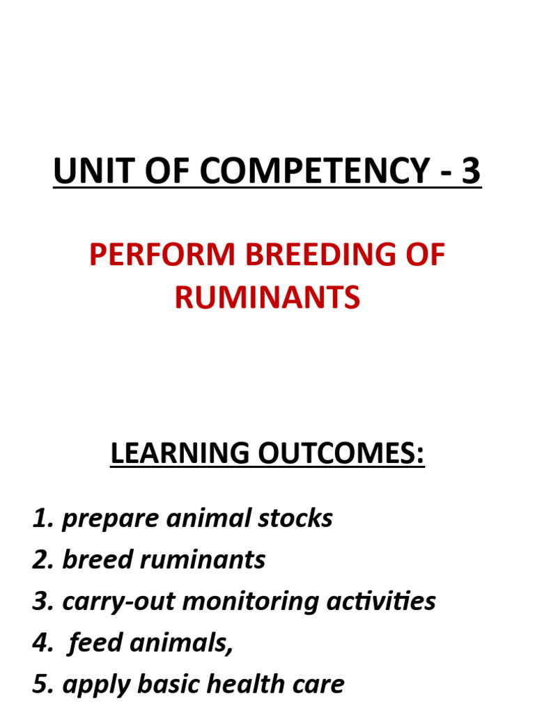 Unit of Competency - 3 | PDF | Cattle | Reproduction