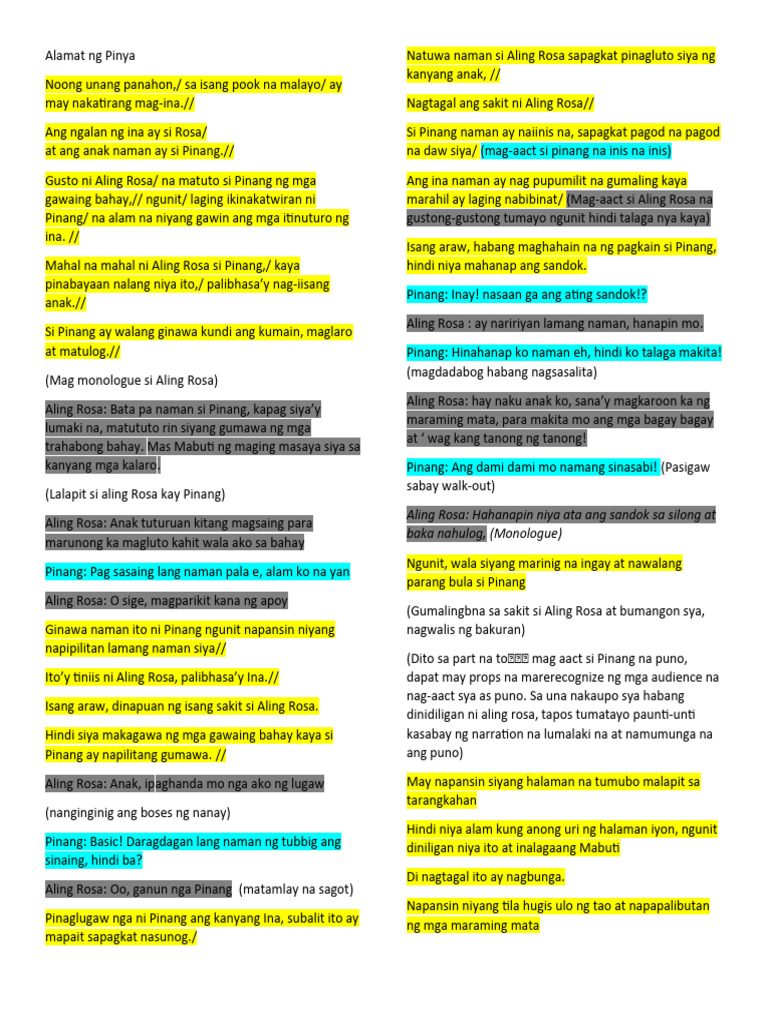 Alamat NG Pinya Script | PDF