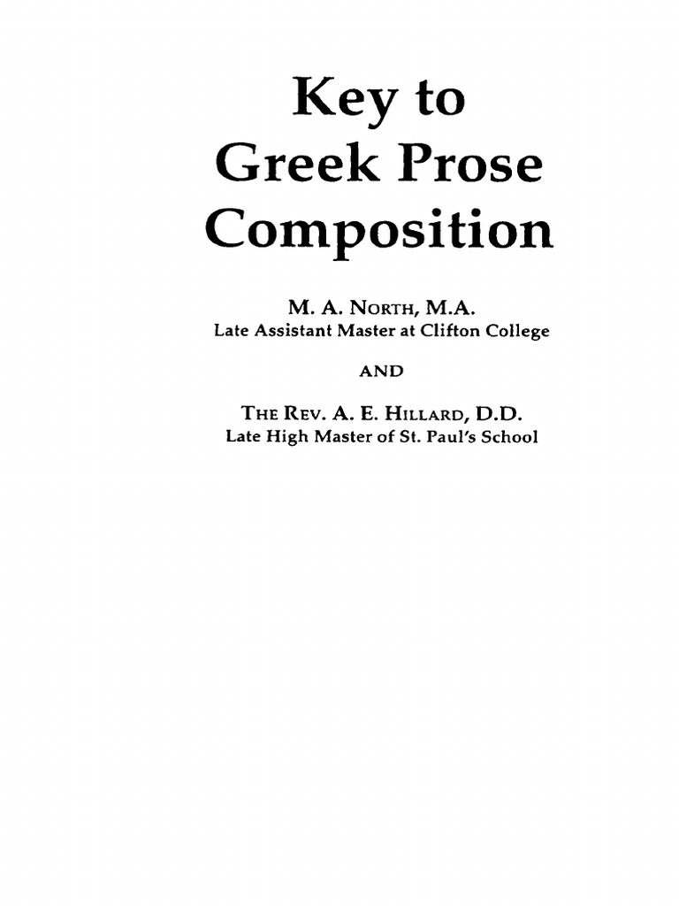 North-Hillard Greek Prose Composition-Complete | PDF