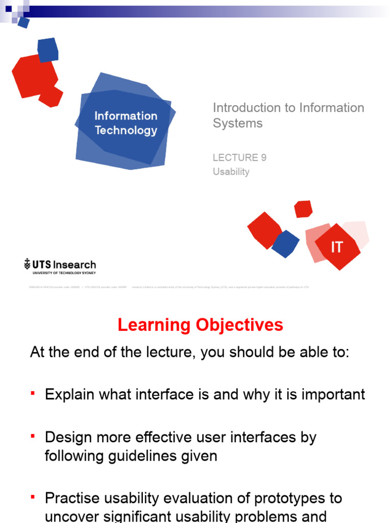 Lecture 9 | PDF | Human–Computer Interaction | Usability