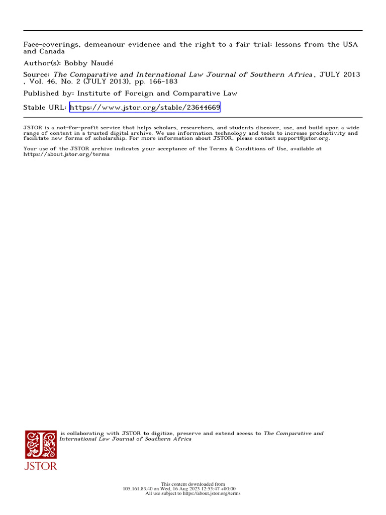 Face-Coverings & Fair Trial Rights | PDF | Confrontation Clause | Witness