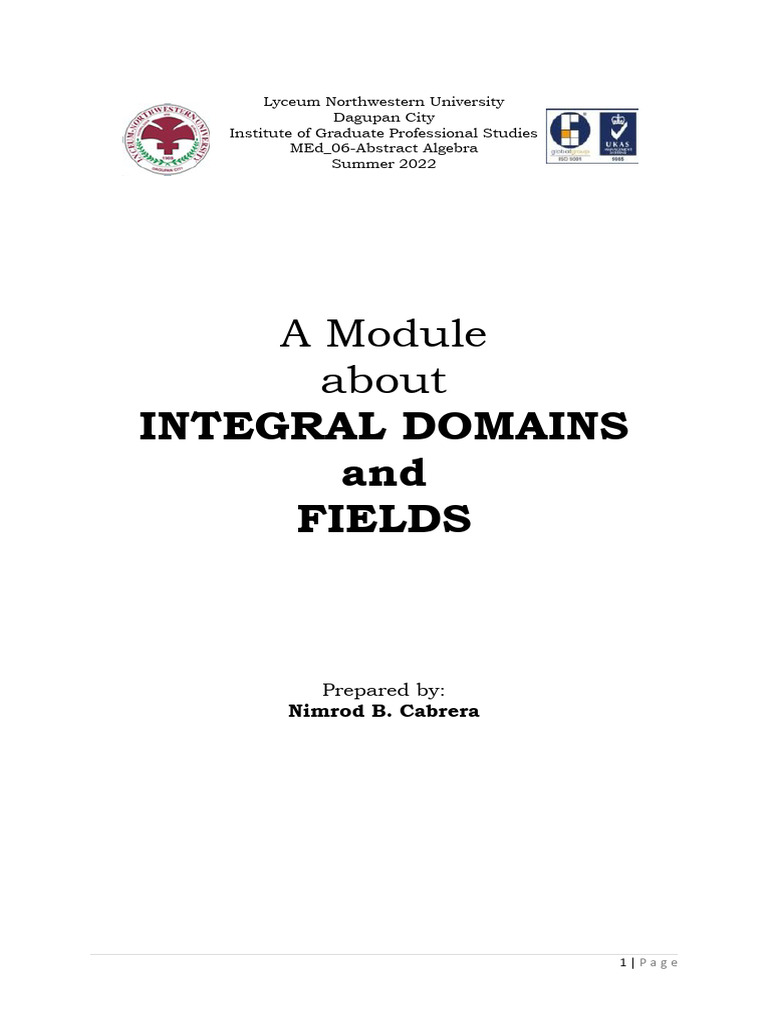 Module Requirement For Abstract Algebra | Download Free PDF | Ring (Mathematics) | Field ...