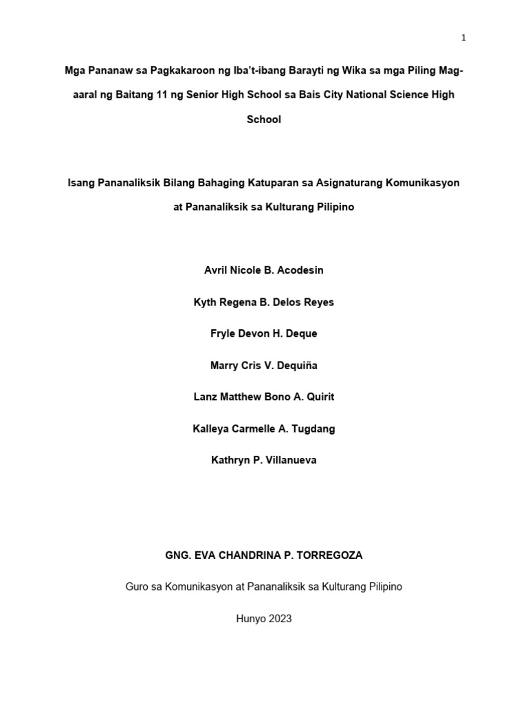 Pangkat 1 Kabanata 3 | PDF