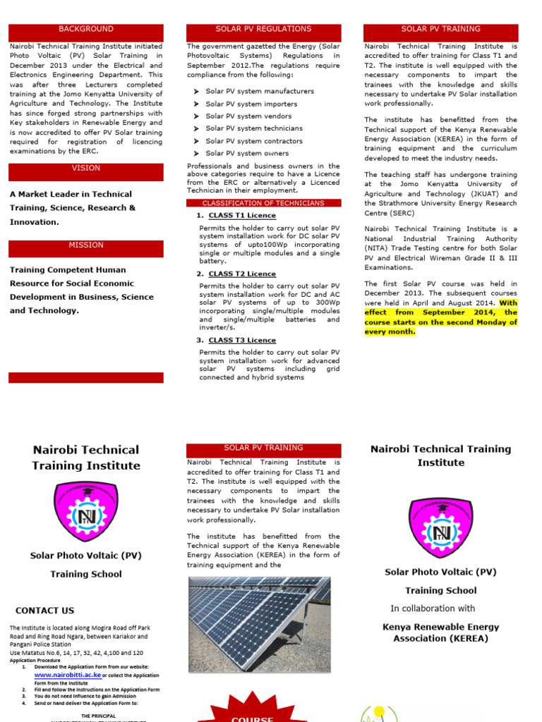 PV Solar Course Brochure | PDF | Photovoltaics | Photovoltaic System