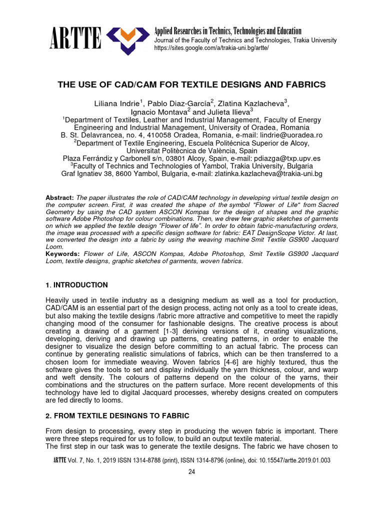 The Use of Cad Cam For Textile Designs A | PDF | Loom | Weaving
