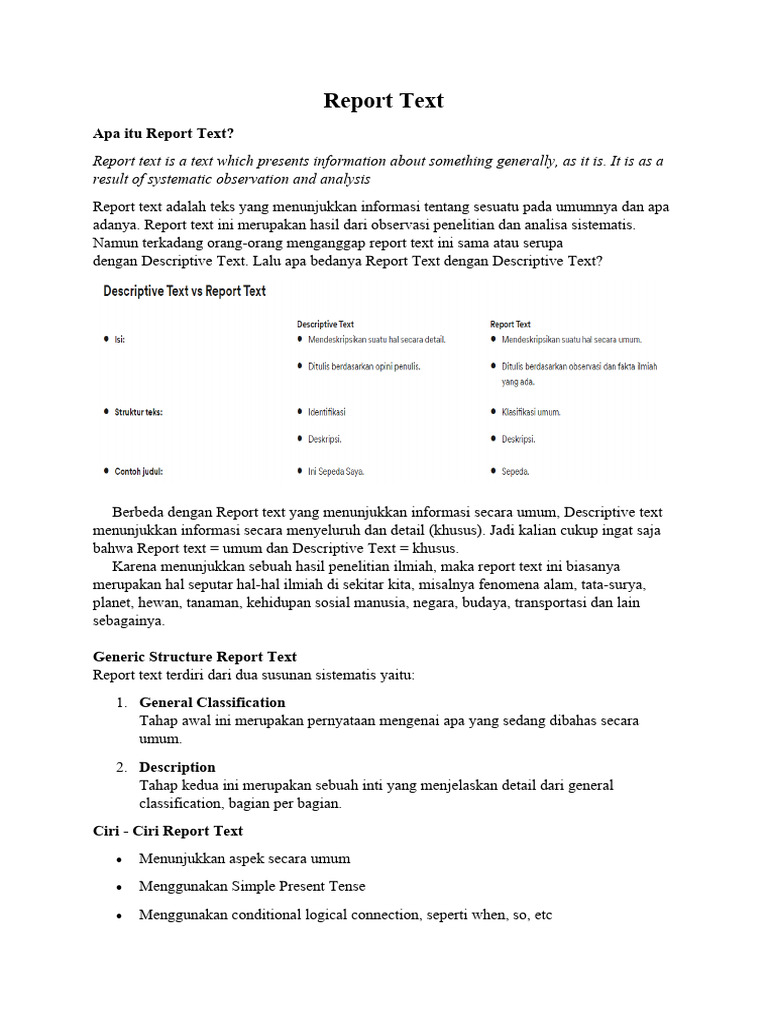 Kelas 9 - Report Text | PDF
