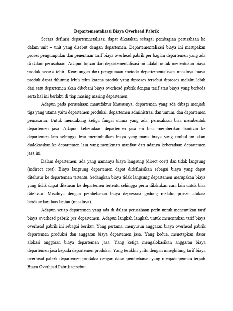 Resume Departementalisasi Biaya Overhead Pabrik - Muhammad Amin ...