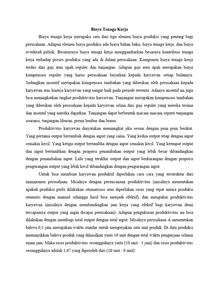 Resume Biaya Tenaga Kerja - Muhammad Amin Amrullah - 210810301157 | PDF
