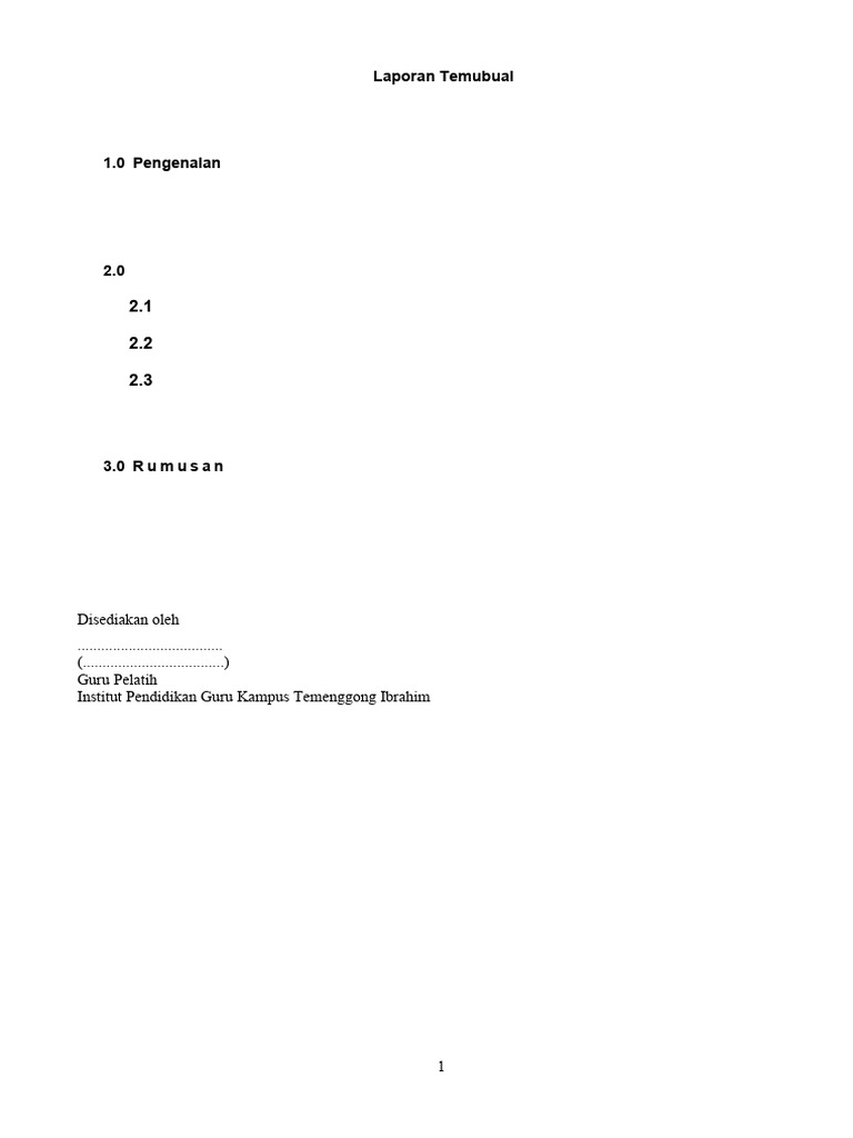 Format Laporan Temubual | PDF