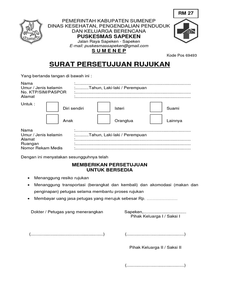 RM 27 Surat Persetujuan Rujukan | PDF