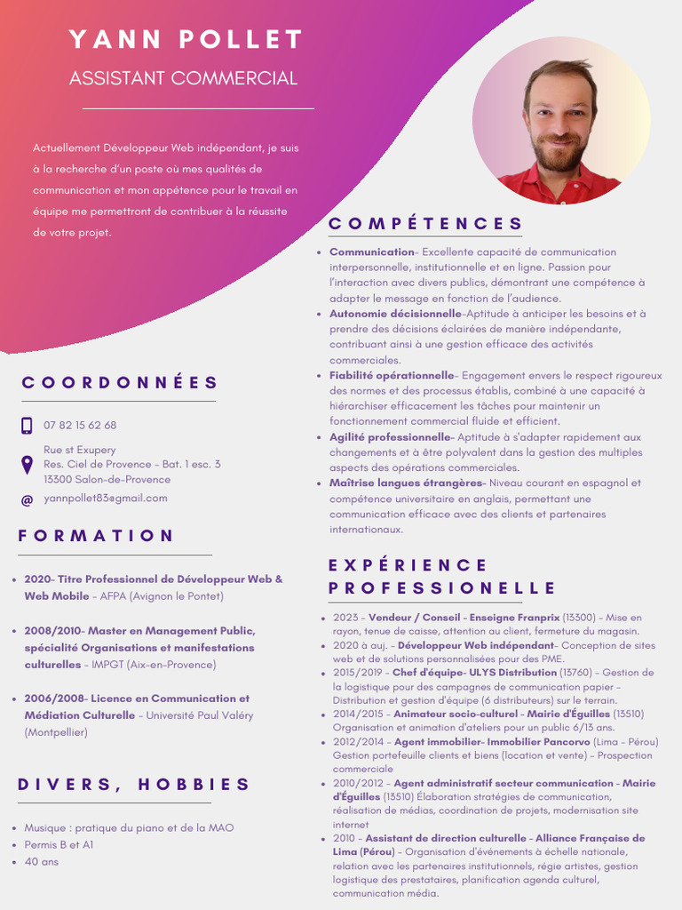 Yann Pollet - CV Assistant Commercial | PDF | la communication