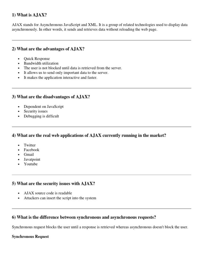 Interview Questions Ajax Jquery Pdf J Query Ajax Programming