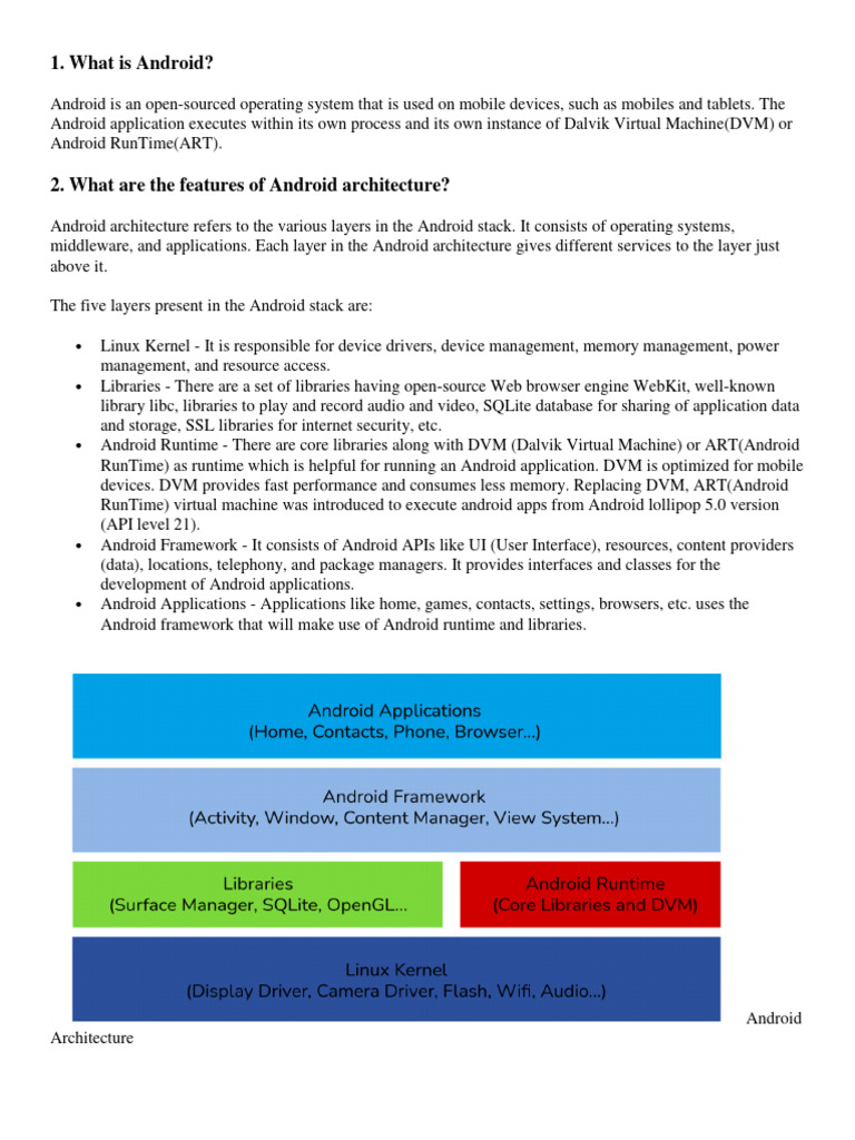 Interview Questions Android Pdf Android Operating System Integrated Development Environment