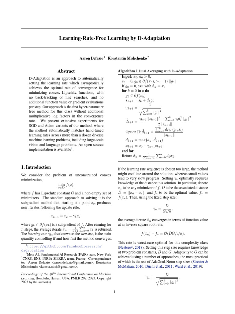 32 Learning Rate Free Learning by | PDF | Mathematical Optimization | Artificial Intelligence