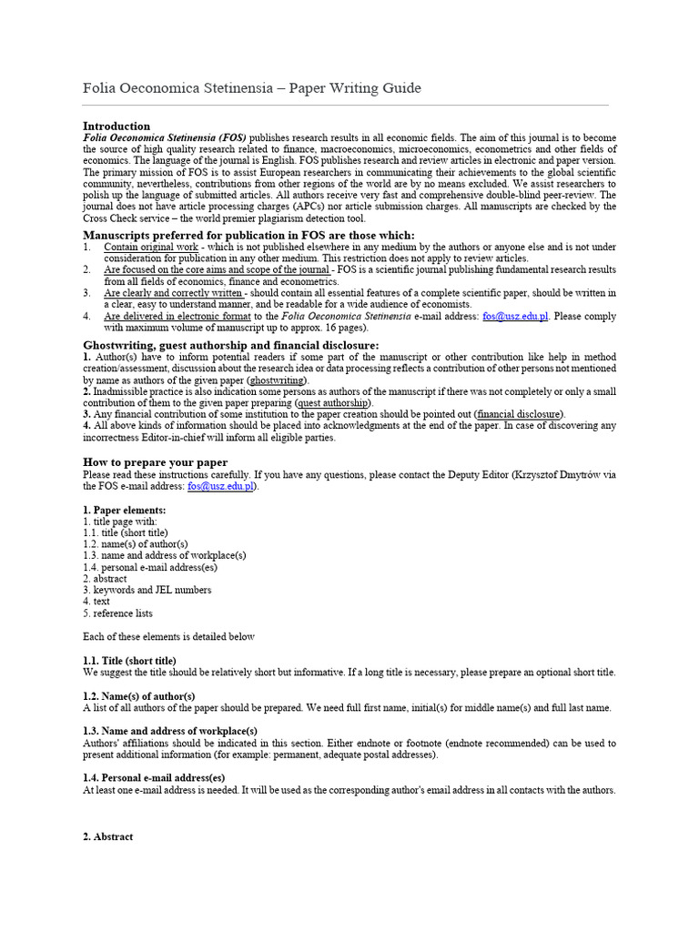 Instruction For Authors | PDF | Academic Journal | Citation