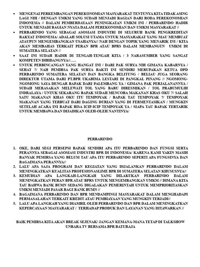 TEKS BUNGA TALKSHOW | PDF